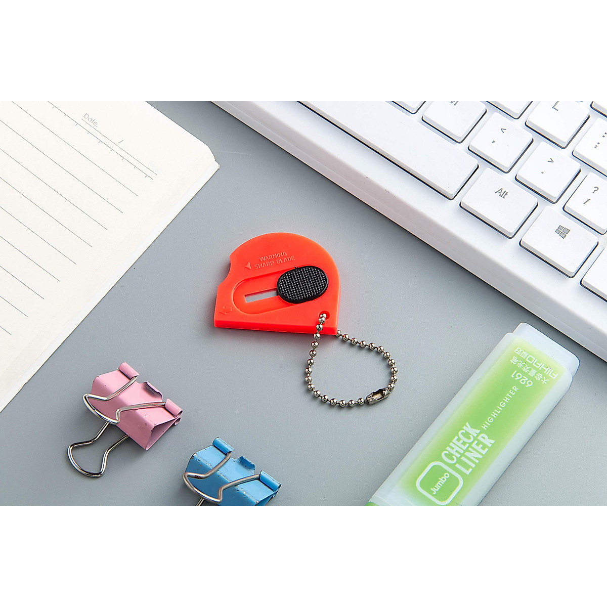 CMHX 18 pack Mini Portable Utility Office Keychain with auto Retractable Blade Pocket Knives Letter Opener Small Box Cutter(orange)