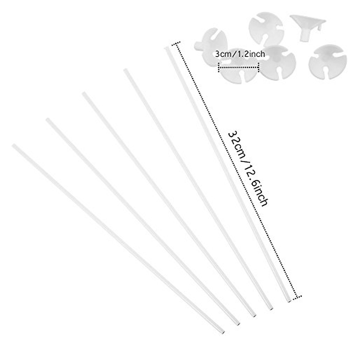 Pllieay 100 Pieces White Balloon Sticks Holders with Cups for Wedding, Party and Decor