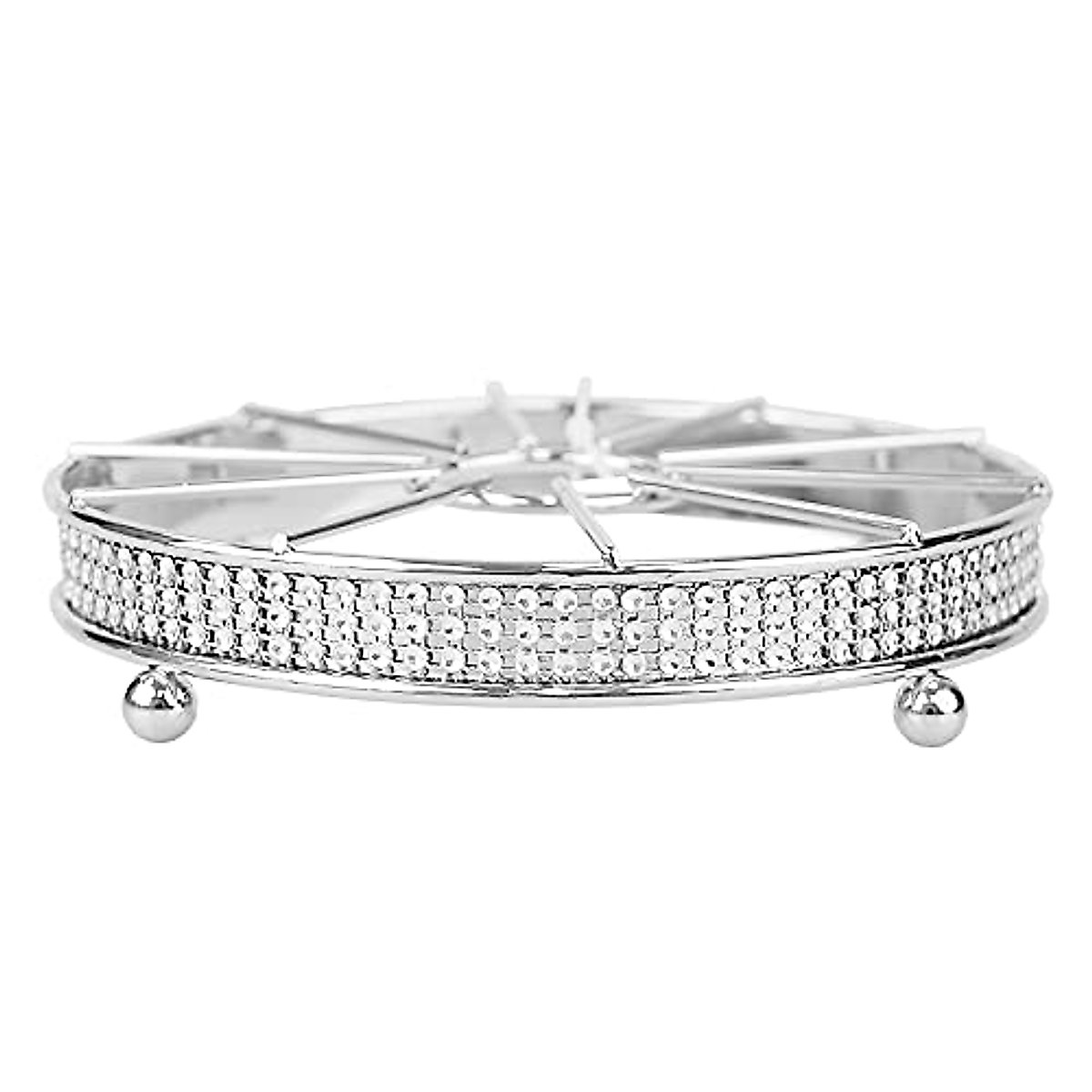 Home Basics Pave Round Non-Skid Trivet | Ornate Design | Diamond Band Around Base | Keep Counter Tops Safe from Scratches | Compact Size for Maximum Counter Space