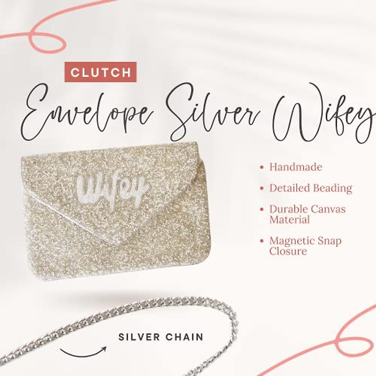 WIFEY Clutch Purse, Wifey Clutch Bag, Bride Clutch, Hand Beaded Purse, Gifts for Engagement, Bridal Shower, Bachelorette, Wedding Party