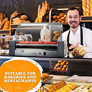 110V Hot Dog Roller Machine 5 Roller 12 Hot Dog Capacity Electric Grill Cooker Machine with Cover Stainless Steel Hot Dog Roller Warmer Sausage Maker for Both Commercial and Household Use