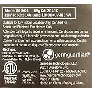 Guardian Technologies GermGuardian Pluggable UV-C Sanitizer, Deodorizer, Kills Germs, Freshens Air and Reduces Odors from Pets, Smoke, Mold, Cooking and Laundry (2, Black Onyx)