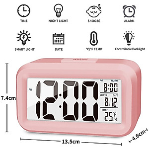 KAIJIELY 4.5" Display-Digital Clock with Large Screen,Night Light Digital Clock with Temperature Display,Alarm Clock with Battery Powered,Office,Kids,Elder Snooze Clock(STYLE B)