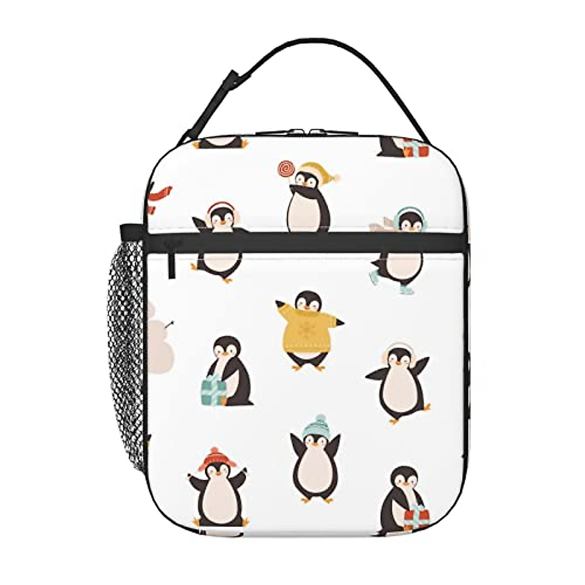 Lizinna Rportable Lunch Bag For Women/Men Insulated,Funny Polar Penguin Having Fun,Insulatedreusable Lunch Box For Office Work School Picnic Beach,Leakproof Cooler Tote Bag
