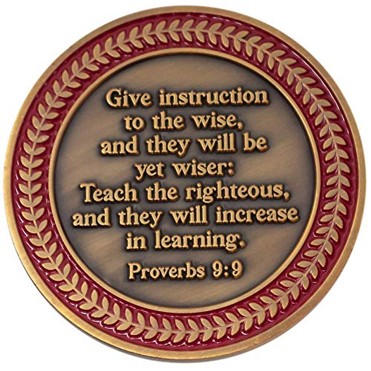Teacher Appreciation Coin, Thank You Teacher Gift, Pass Along Pocket Token of Gratitude for Teachers and Educators, Antique Gold-Color Plated Proverbs 9:9 Challenge Coin