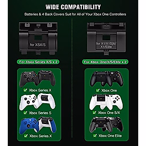 Controller Charger Station for Xbox Series X|S/Xbox One/X/S/Elite/Core, Dual Xbox 1 Charging Dock Station for Xbox One Controller Battery Pack with 2x1800mAh Rechargeable Battery & 4 Battery Cover Kit