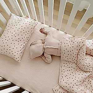 Ely's & Co. Baby Crib Bedding Sets for Girls — Perfect for Toddler Beds — 4 Piece Set Includes Crib Sheet, Quilted Blanket, Crib Skirt, and Baby Pillowcase — Pink Floral Design