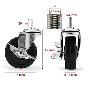 Caster Wheels,Shelf Casters,Set of 4, Shelving Wheels Replacement Wire Shelf Casters,Storage Shelf Casters for Shelf to Replace Wire Shelving  Leveling Feet - Fit Pusalxl Shelf