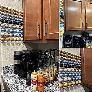 Nespresso Pods Holder for Coffee Pod Holder, k-Cup Organizer Storage on Coffee Bar Accessories And Organizer Wall Mount Under Cabinet Coffee Maker