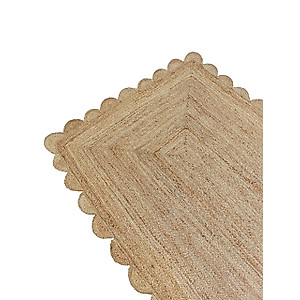 Gautam International Scalloped Natural Jute Area Rug, Natural Color (3'X5')