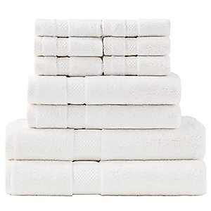 BEDSURE White Bath Towels Set for Bathroom - 2 Bath Towels, 2 Hand Towels, 6 Washcloths, Cotton Hotel Quality Absorbent 10 Pack Bath Linen Towel Sets