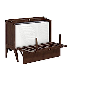 AFI, Northampton Murphy Bed Desk with Premium 6 Inch Folding Memory Foam Mattress and Built-in Charger, Full Size, Walnut