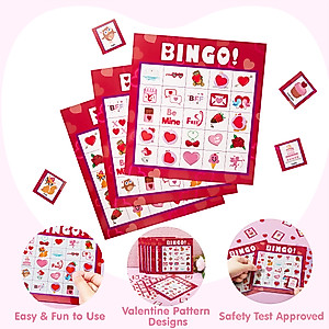 JOYIN Valentines Day Bingo Game Cards (5x5) – 28 Players for Kids Party Card Games, School Classroom Games, Love Party Supplies, Family Entertainment Activities