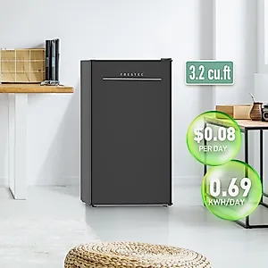 Mini Fridge with Freezer, 3.1 Cu.Ft Single Door Mini Refrigerator with One-touch Easy Defrost, Compact Small Refrigerator for Dorm, Bedroom, Office, Energy Saving, Black