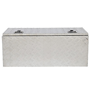 MOTORHOT 42" W x 18" H x 17" D Aluminum Truck Tool Box with Lock & Keys, Diamond Plate Truck Underbody Toolbox Trailer Pickup Truck Bed ATV RV Box Storage Organizer, Silver