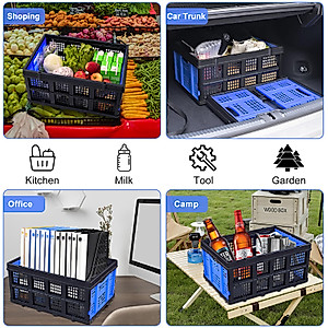 OSWIN Double Layer Folding Shopping Cart, Foldable Portable Trolley, Utility Cart with Shoping Baskets, Office Folding Cart with Wheels, Multi Use Functional Collapsible Carts for Supermarket