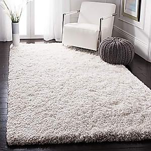 Safavieh Atlantic Shag Collection 8' x 10' Ivory ATG101A Handmade Solid 1.2-inch Thick Area Rug