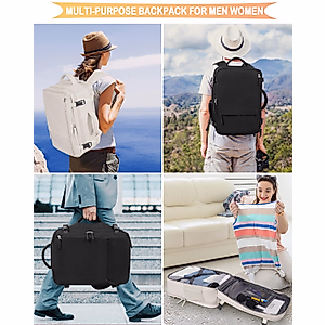 Getravel Travel Backpack For Women, Airline Approved Personal Item Bag, Carry On Backpack,17 Inch Laptop School Backpack, Waterproof Casual Overnight Bag, Hiking Backpack (Beige)