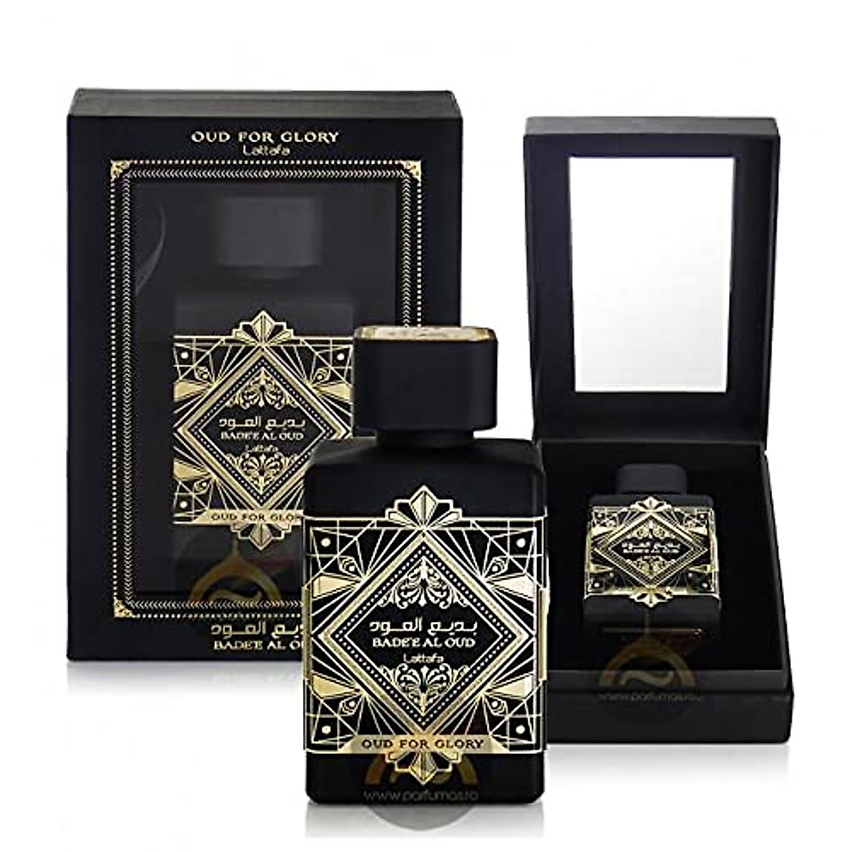 Maahir, Maahir Black & Bade'e Al Oud for Glory - EDP 100ML(3.4 oz) with Magnetic Gift Box Perfect For Gifting I Bold and Rich Oud Fragrance I Sandalwood, Musk and Vanilla Notes I Saffron, Lavender, & Nutmeg I Signature Arabian Perfumery I by Lattafa Perfu
