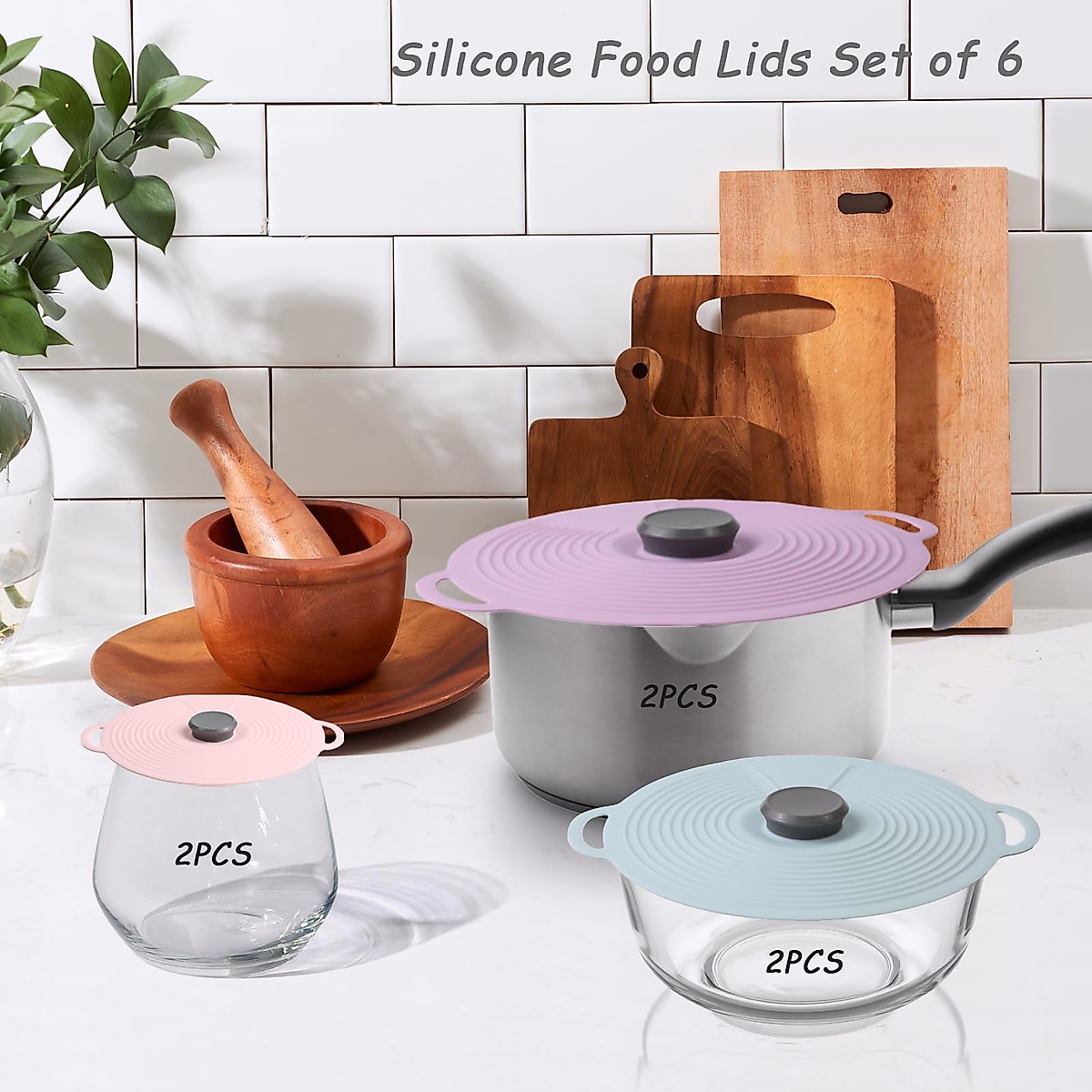 Universal 6 Pack Silicone Lid Set: Microwave Splatter Cover Lid for Food with 3 Sizes Reusable Heat Resistant FoodSuction Lids,fits Cups Spill-Proof, Suction, Bowl, Glass Bowl Lids,Small diameter pot