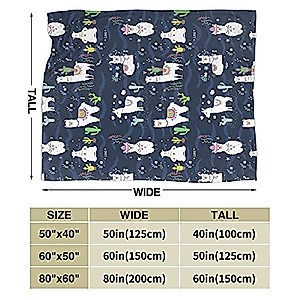 Cute Llama Soft Warm Throw Blanket Lightweight Flannel Fleece Bed Blanket Gift for Girls Boys Men Women Chair Couch 60"x50"