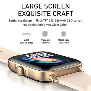 2022 Smart Watch(Make Call), 1.7" Full Touch Screen Smartwatch with Heart Rate, Blood Oxygen & Sleep Monitor, 28 Sport Modes, Fitness Tracker Watch for Women Men Compatible with Android and iOS Phones