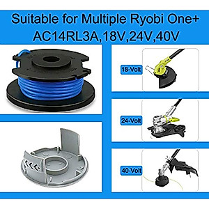 Replacement String Trimmer Spool for Ryobi Weed Wacker String,11ft 0.065" String Trimmer Line for ryobi String Trimmer Refill,for Ryobi One+ AC14RL3A 18v 24v and 40v Cordless Weed Eater(12 + 2Pack)