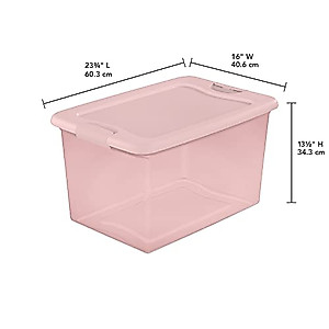 EECPT 6pc 64 Qt. Latching Box Plastic, Blush Pink Tint