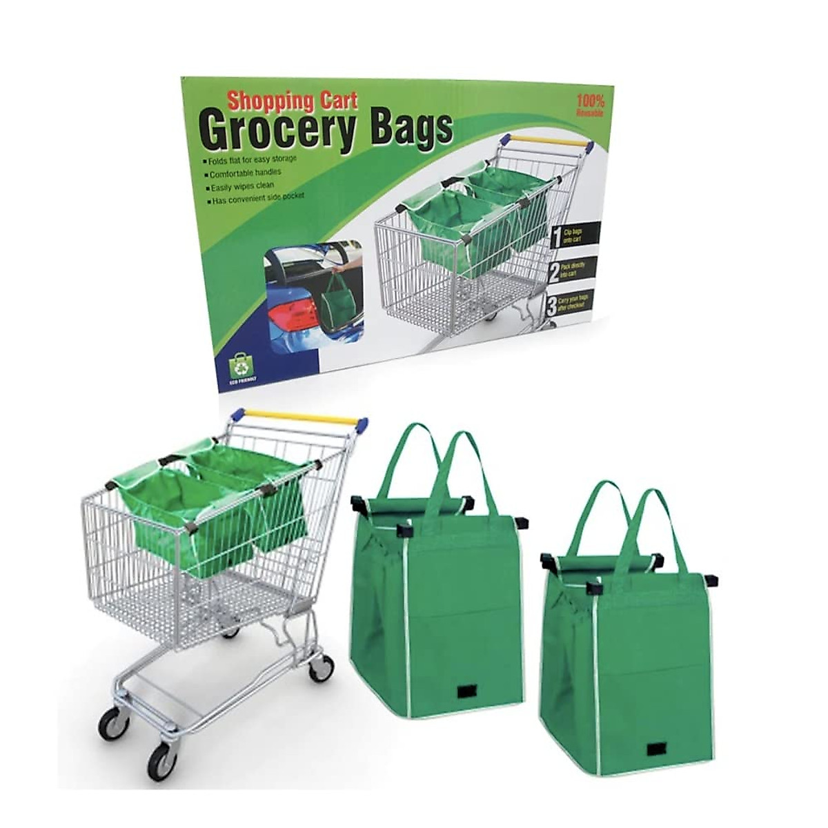 Kole Imports 2-Pc Reusable Shopping Cart Grocery Bags