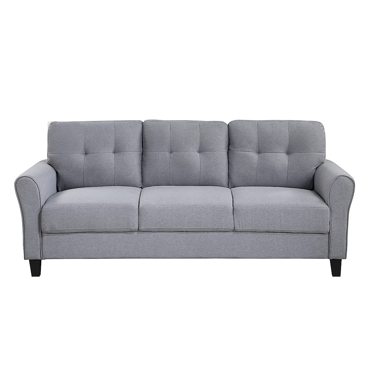 P PURLOVE 3-Seat Sofa for Living Room, Modern Sofa with Comfortable Padded Backrest, Linen Upholstered Couch Furniture for Bedroom, Office, Small Space, Easy Assembly, Light Grey Blue