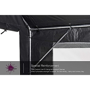 Luckyberry 12'x 20' Heavy Duty Carport Portable Tent,Waterproof，UV-Protection Carport Garage with Removable Sidewalls & Doors for Quick-Setup Carport Car, Truck, Boat with All-Season Tarp, Grey