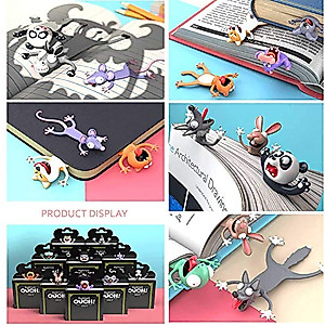 Lovely Bookmarks, Wakaka Funny 3D Cartoon Bookmark Animals Reading Bookmarks for Students Office Stationery Creative Gift Ideal for Boys Girls (Gecko)