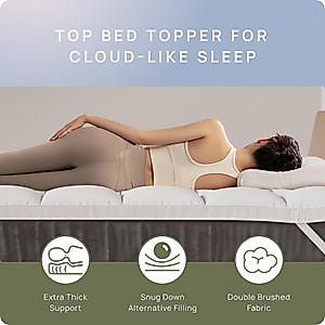 RV Short Queen Mattress Topper - Soft & Extra Thick Pillow Top for Camper Mattress Pad & Protector | Bed Topper for RV Camper Bed, Pop Up and Trailer