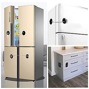 2 Pack Child Proof Refrigerator Locks with 4 Keys - Freezer Door Safety Locks - Super Strong Adhesive No Drilling - for Fridge, Washer, Cabinet, Drawer, Window and More