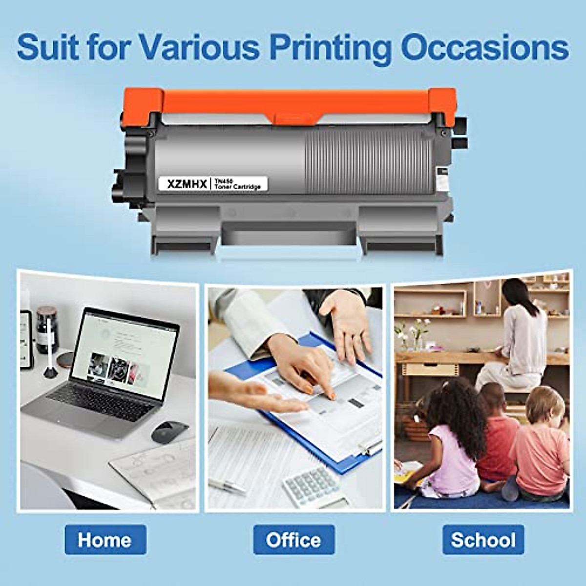 XZMHX TN420 TN450 TN-420 TN-450 Replacement Toner Cartridge Compatible for Brother HL-2280DW HL-2240 HL-2242D HL-2270DW MFC-7360N MFC-7860DW DCP-7060D DCP-7065DN Intellifax 2840 2940 (2 Pack)