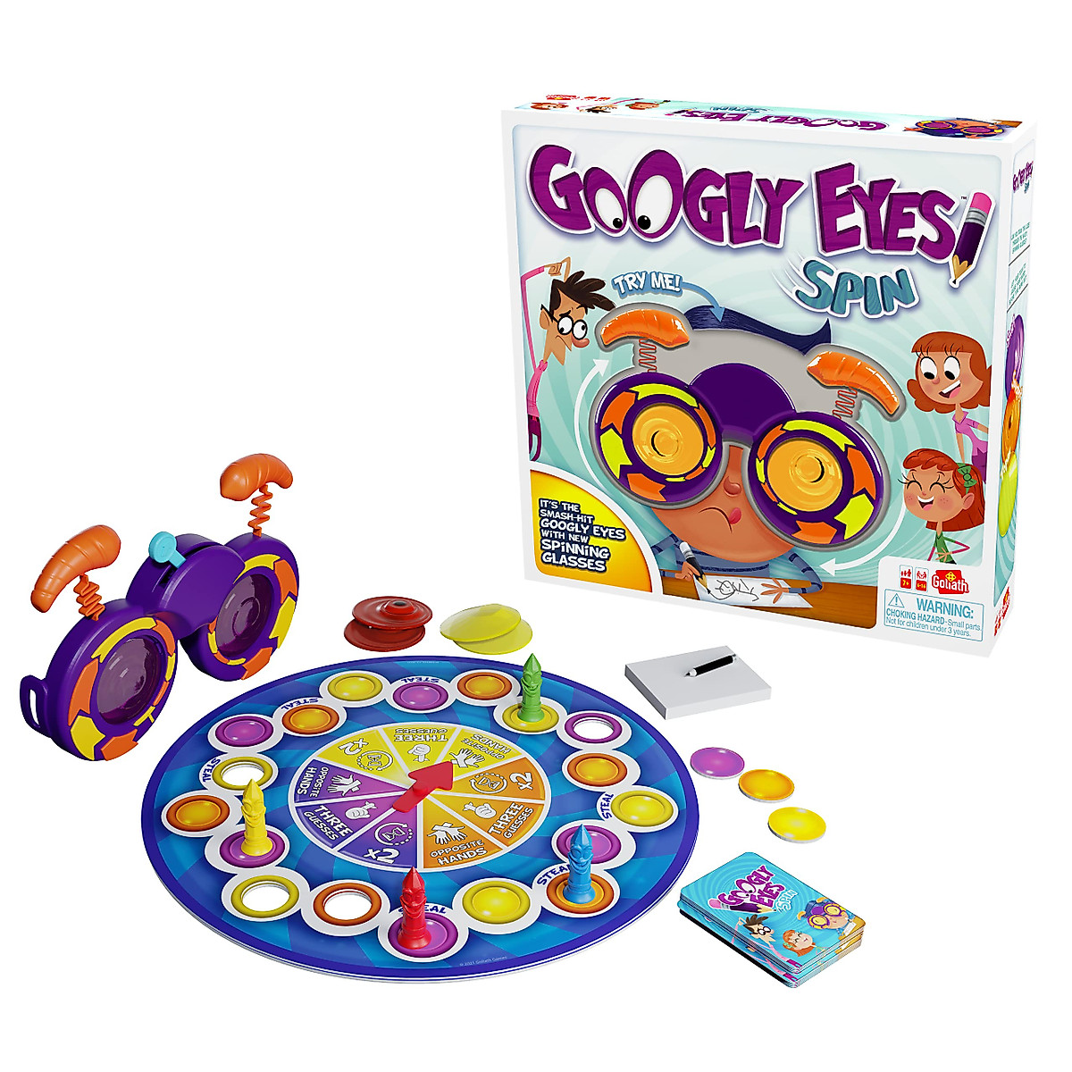 Googly Eyes Spin - The Classic Googly Eyes Family Drawing Game with Crazy, Vision-Altering Spinning Glasses by Goliath, Multi Color