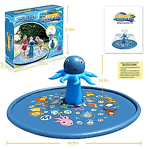 Blasland Splash Pad for Kids, Octopus Sprinkler for Toddlers, 67" Inflatable Summer Water Toys, Wading Kiddie Pool, Baby Pool, Outdoor Play Mat for 2 3 4 5 6 7 8 Years Old Boys Girls