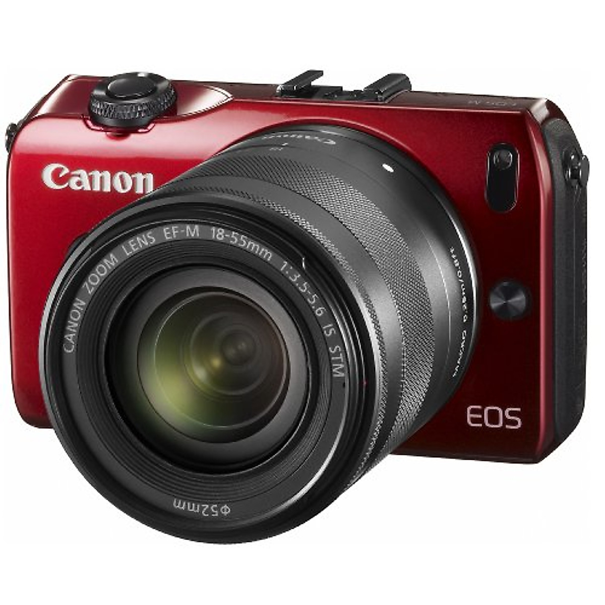 Canon EOS-M Mirrorless Digital Camera With EF-M 18-55MM, 22Mm STM Lenses with 90EX Flash with Mount Adapter EF-EOS M (Red) - International Version (No Warranty)