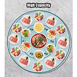 HYSOND Large Glass Lazy Susan Turntable Dining Table with Swivel Assist System Base Giratoria Turntable Organizer Round Tabletop Rotating Serving Tray, for Kitchen Dining/Parties/Wedding Φ60cm/23.6in