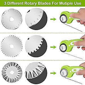Rotary Cutter Kit，Rotary Cutter Tool Kit with with 5 Extra Blades, Cutting Mat, Patchwork Ruler, Carving Knife, Storage Bag for Sewing and Quilting