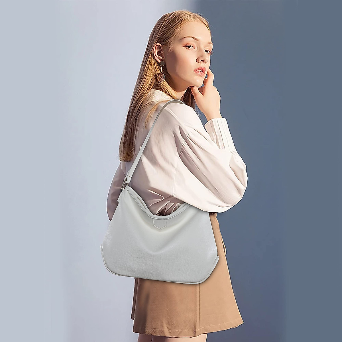 Montana West Hobo Bags for Women Purses and Handbags Classic Simple Top Handle Shoulder Satchel Bags MWC-085WH