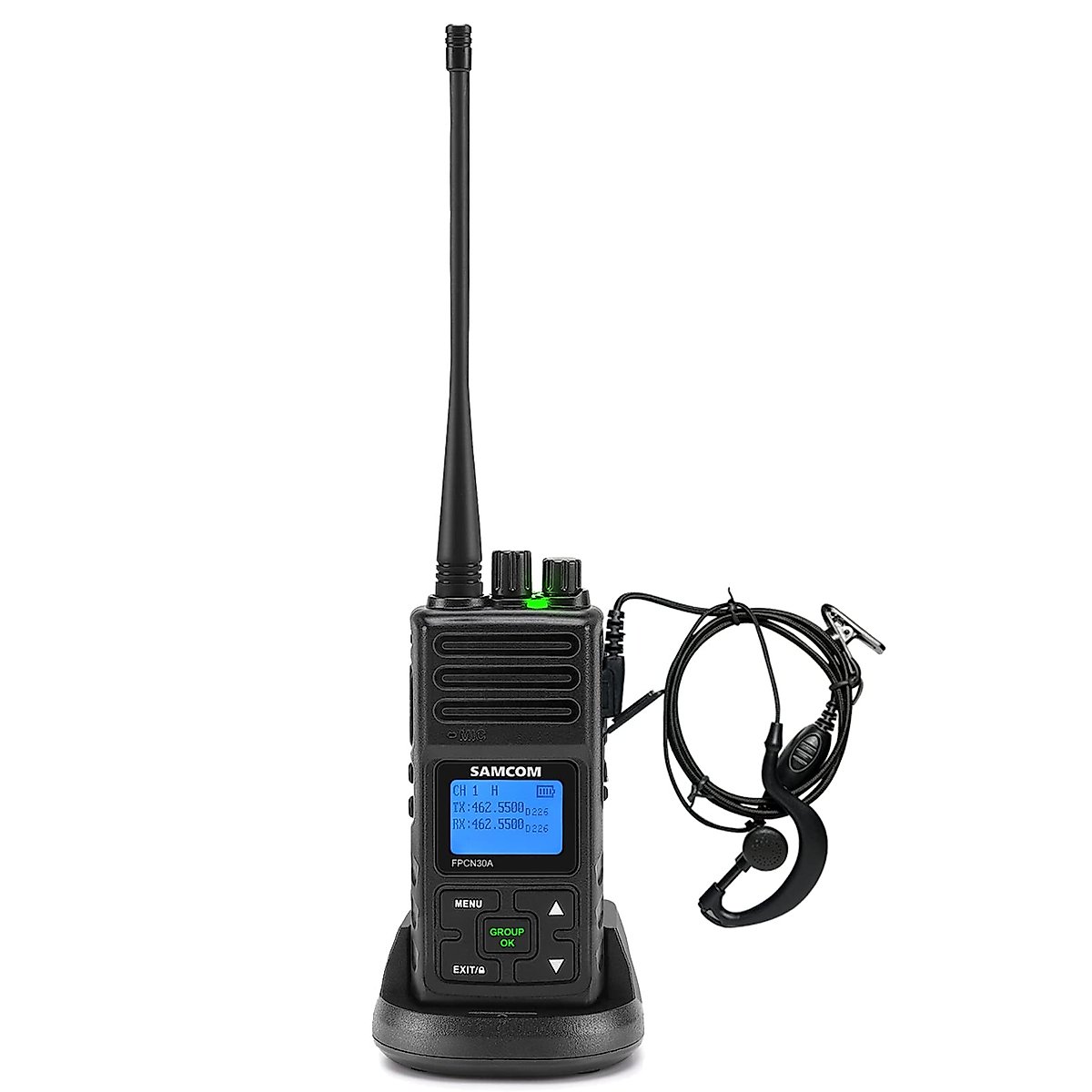 SAMCOM Walkie Talkies Rechargeable Long Range Two-Way Radios with Earpieces,SAMCOM 2-Way Radios UHF Handheld Transceiver Walky Talky with 1500 Li-ion Battery and Charger（1 Pack）