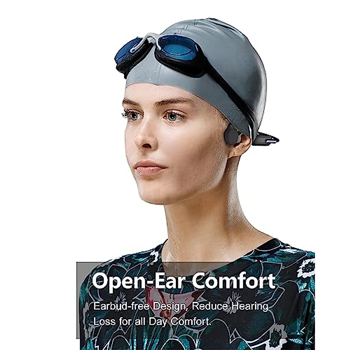 Dnniakm Bone Conduction Headphones Swimming, Underwater Headphones for Swimming, Built-in 32G Memory IPX8 Waterproof, Wireless Bluetooth 5.3 Open Ear Headphones for Running, Cycling, Swimming