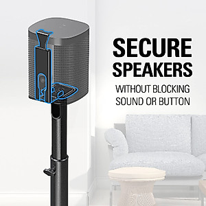 Mounting Dream Speaker Stand for SONOS ONE, ONE SL, Play:1, Height Adjustable 39.6"- 48.3", Single Surround Sound Speaker Stand with Cable Management, 13.2 LBS Loading MD5411