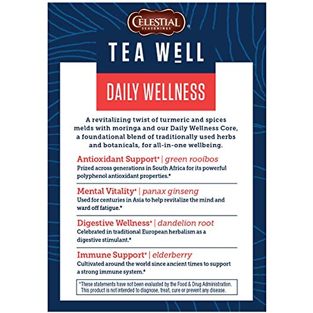 Celestial Seasonings TeaWell Herbal Tea, Daily Wellness, Organic Turmeric Spice, 12 Count (Pack of 6) (Packaging May Vary)