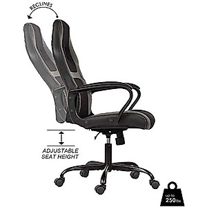 Office Chair Gaming Desk Racing Gaming Chair, PC Gaming Ergonomic Racing Heavy Duty Office Video Game Chair, PU Leather Racing Chair for Home Office Computer Gaming Chairs Video Game Chairs - Black