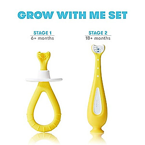 Grow-with-Me Training Toothbrush Set | Infant to Toddler Toothbrush Oral Care for Sensitive Gums by Frida Baby