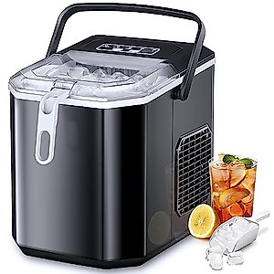 COWSAR Ice Makers Countertop, Portable Ice Maker Machine 6 Mins/9 Pcs Bullet 26.5lbs/24Hrs with Self-Cleaning, Ice Scoop and Basket, Ice Maker for Party/Kitchen/Home/Office