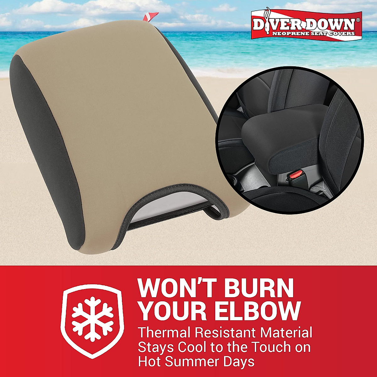 Diver Down Neoprene Center Console Cover - Fits Jeep 2007-2018 JK JKU Wrangler - Cushioned Armrest Cover - Doesn't Burn Your Elbow - Tight Custom Fit - Comfortable Foam Armrest Pad (11-18 Red)