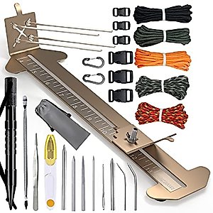 WILDAIR Paracord Bracelet Jig Kit with Knotters Tool Marlin Spike Paracord FID Set Lacing Needles/Fids for Paracord Work Paracord Tool Kit Adjustable Length 4" to 13" Paracord Jig Bracelet Maker